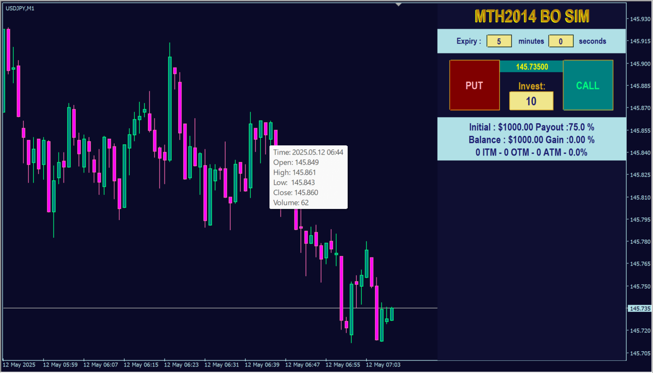 バイナリーオプション練習ツール 「BO Simulator – Dark BG」｜MT4インジケーター倉庫FX